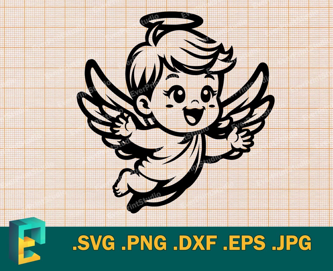 Angel SVG - Cricut, Silhouette | Vector Cute Baby Angel SVG Cut File ...