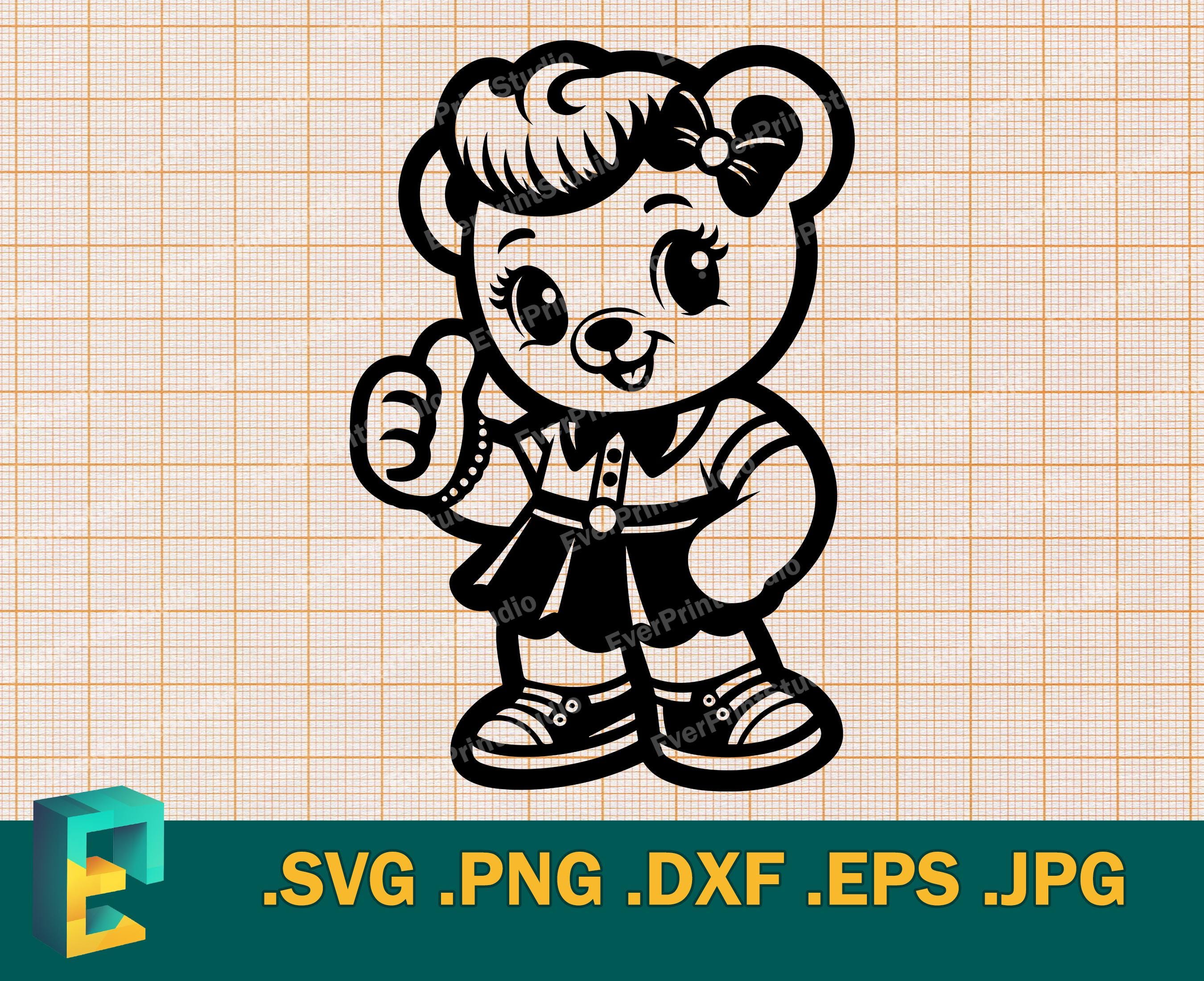 Teddy Bear Girl SVG - Cricut, Silhouette | Vector Cute School Girl ...