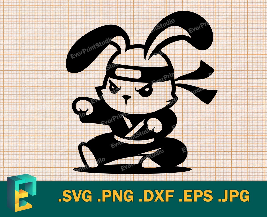 Ninja Bunny SVG - Cricut, Silhouette | Cute Vector Martial Bunny Cut ...
