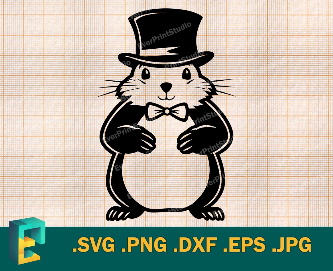 Groundhog SVG - Cricut, Silhouette | Groundhog Wearing a Hat - Vector ...
