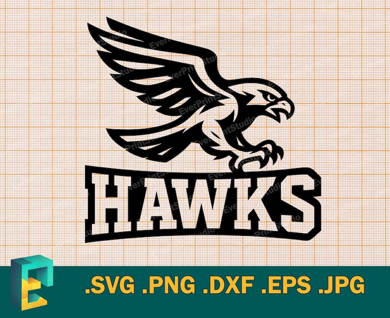 Hawks Team Mascot SVG - Cricut & Silhouette | Hawks Sport Team Logo SVG ...