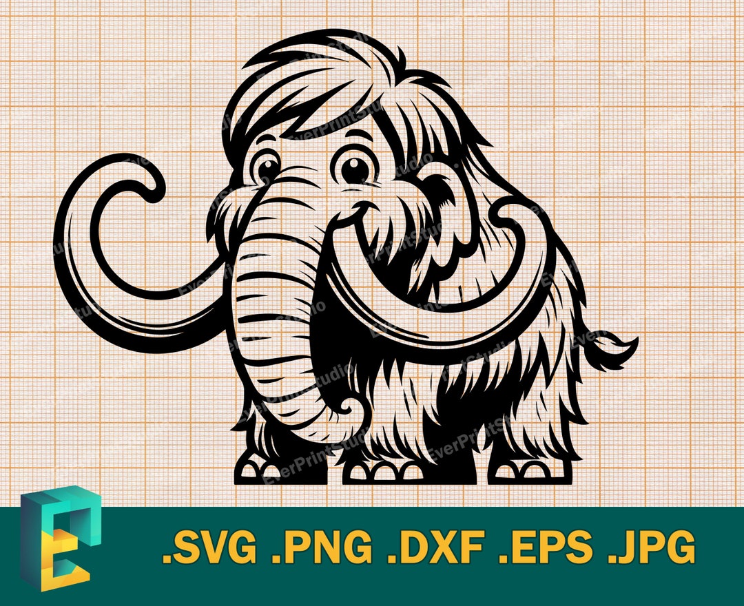 Cute Mammoth SVG - Cricut, Silhouette | Vector Baby Mammoth Cut File ...