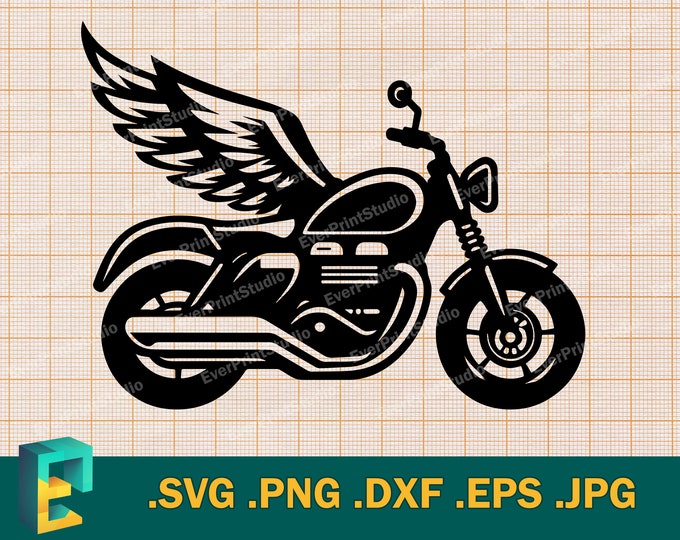 Winged Bike Svg, Motorbyke Png, Motorbike With Wings Svg, Motorcycle With Wings Svg, Motorcycle ...