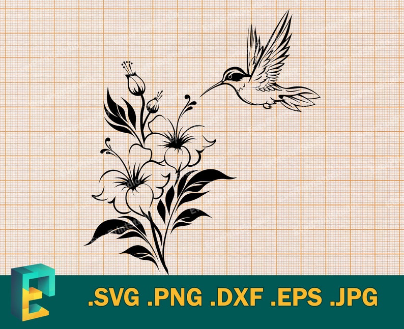 Hummingbird Flowers Svg Cricut Silhouette Vector - Etsy
