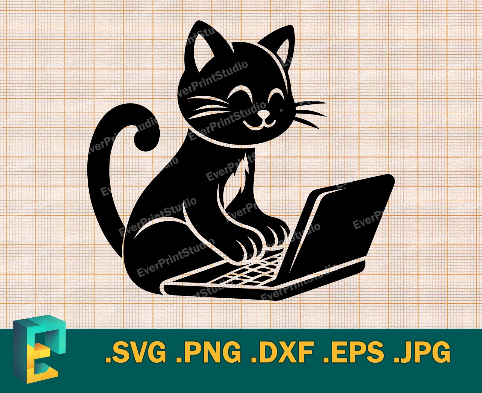 Smart Cat SVG - Cricut, Silhouette | Vector Funny Programmer Cat SVG ...