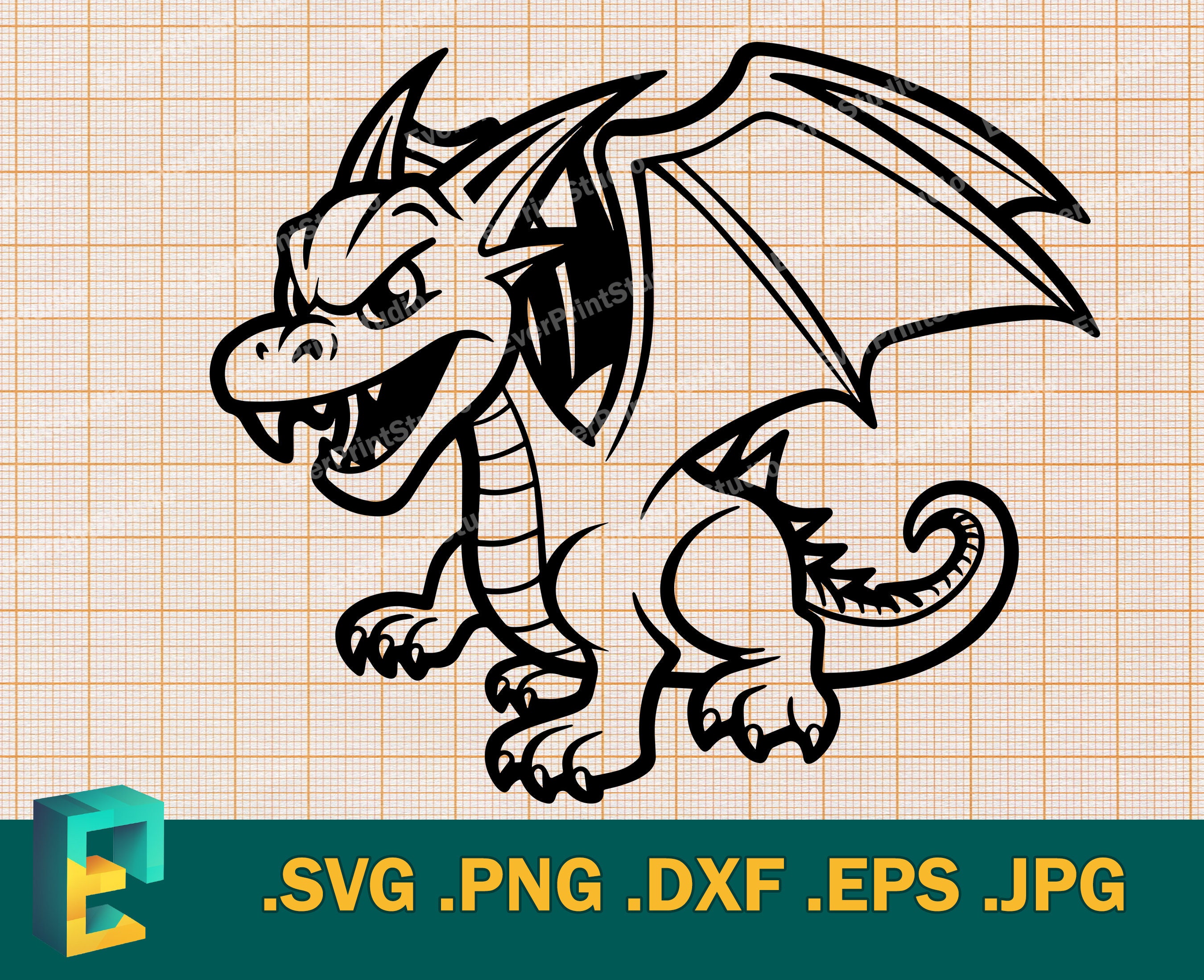 Cute Dragon SVG Cut File for Cricut Silhouette Dragon - Etsy