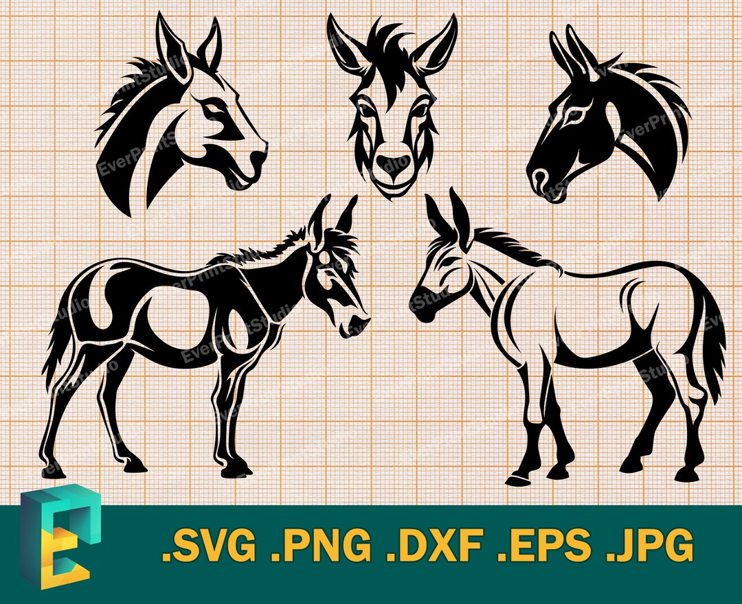 Mule SVG Bundle | Vector Donkey SVG Cut File for Cricut and Silhouette ...