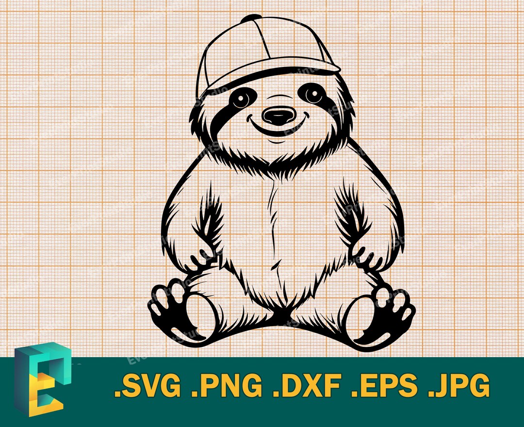 Happy Sloth SVG - Cricut and Silhouette | Vector Cute Sloth Cut File ...