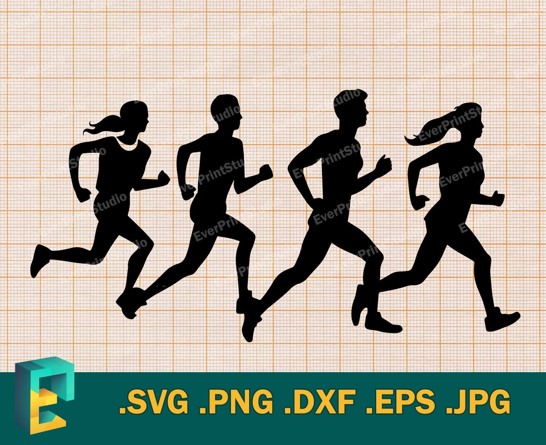 Running People SVG - Cricut, Silhouette | Vector Jogging People Cut ...