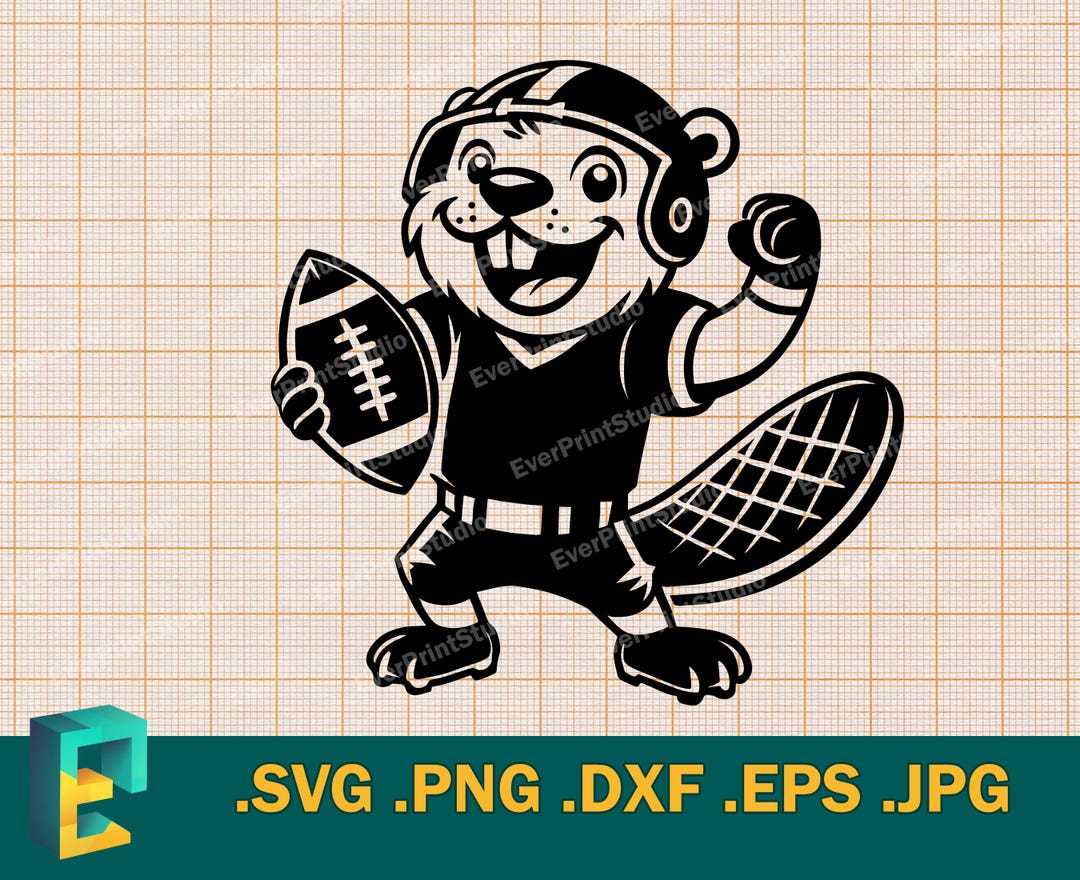 Beaver Football SVG - Cricut, Silhouette | Vector Beaver American ...