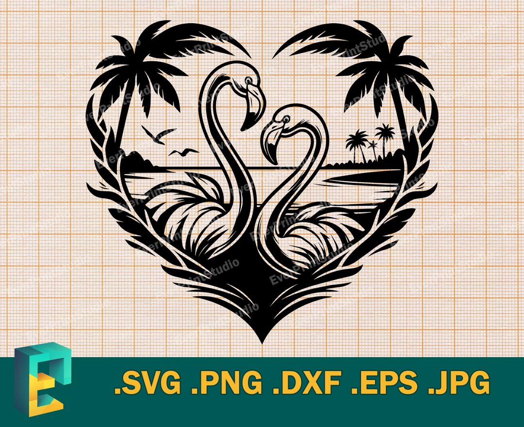 Flamingos SVG - Cricut, Silhouette | Cute Romantic Flamingos Vector Cut ...
