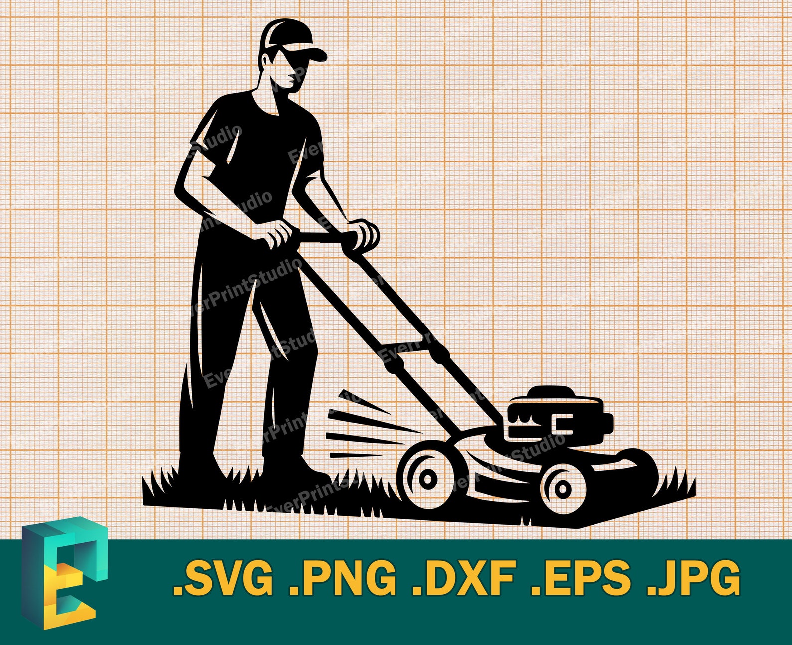 Lawn Mowing Svg - Cricut, Silhouette | Vector Lawn Mowing Cut File ...