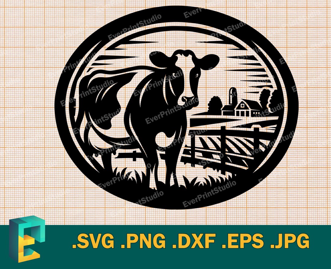 Farm Cow SVG - Cricut, Silhouette | Vector Farm Dairy Cow SVG Cut File ...