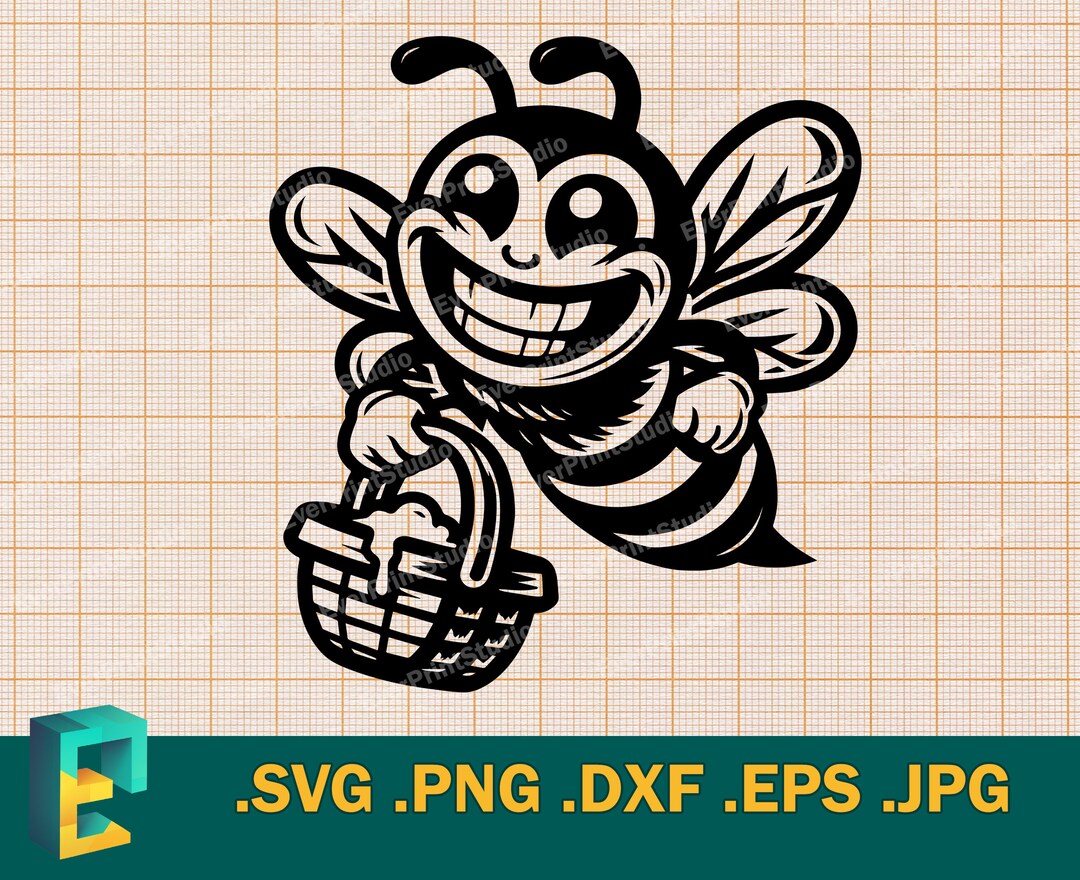 Bumblebee SVG - Cricut & Silhouette | Vector Bee With Honey Bucket ...