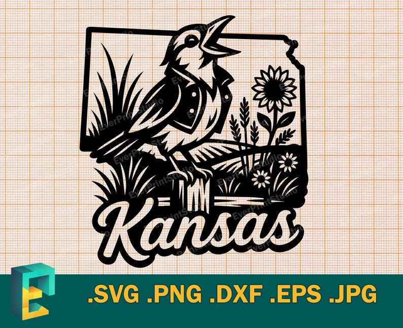 Kansas Meadowlark SVG - Cricut, Silhouette | Vector Kansas Cut File ...