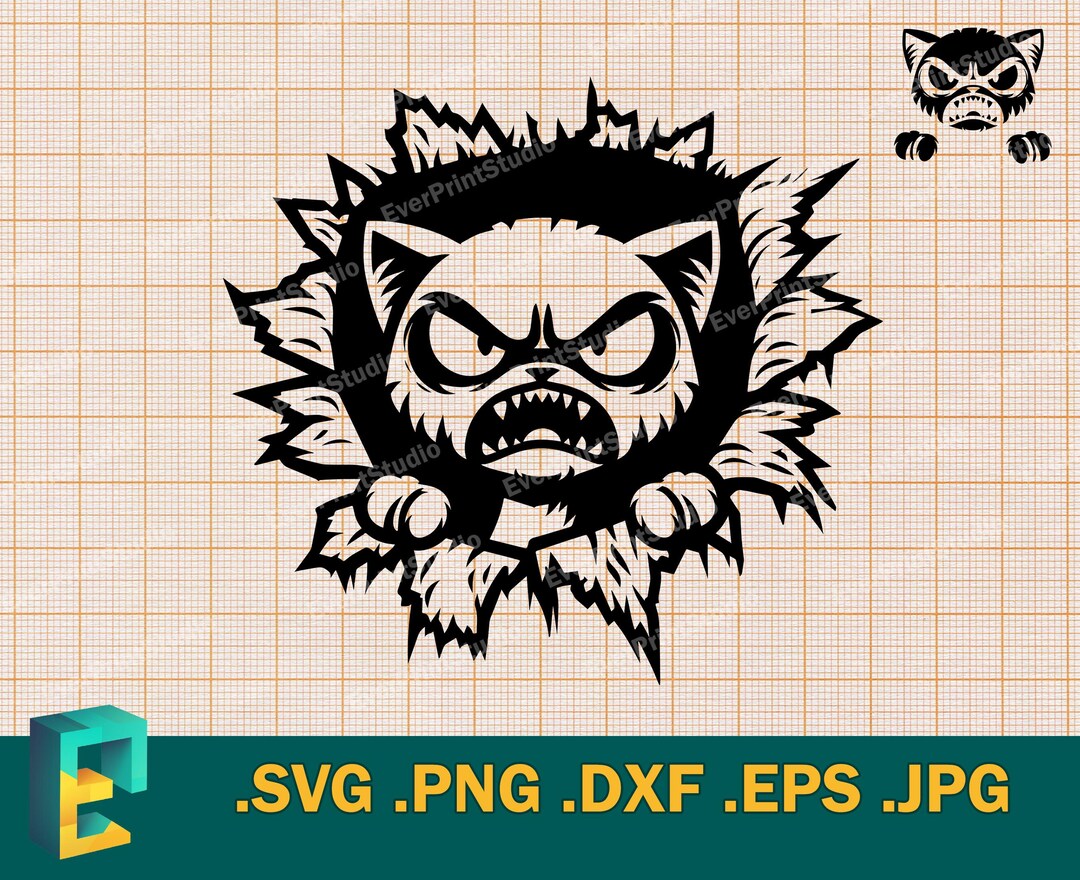 Peeking Spooky Cat SVG - Cricut, Silhouette | Vector Creepy Cat SVG ...