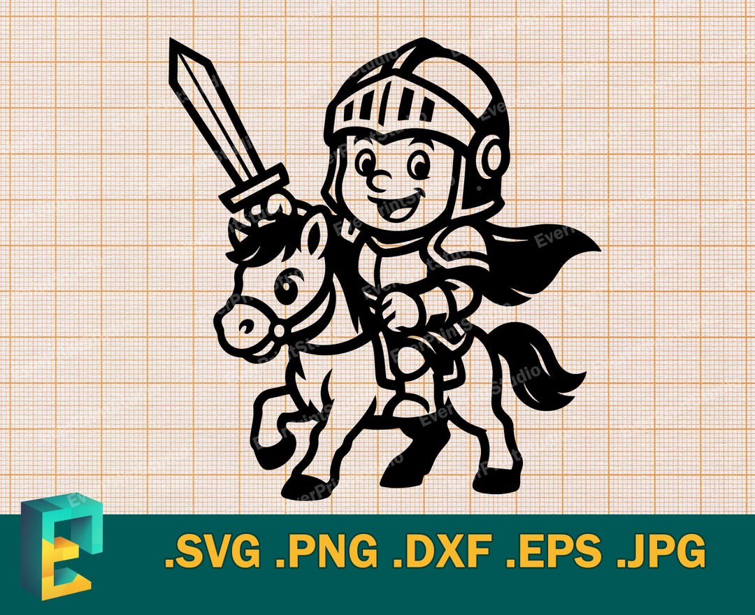 Knight SVG - Cricut, Silhouette | Vector Cute Knight on Horse Cut File ...