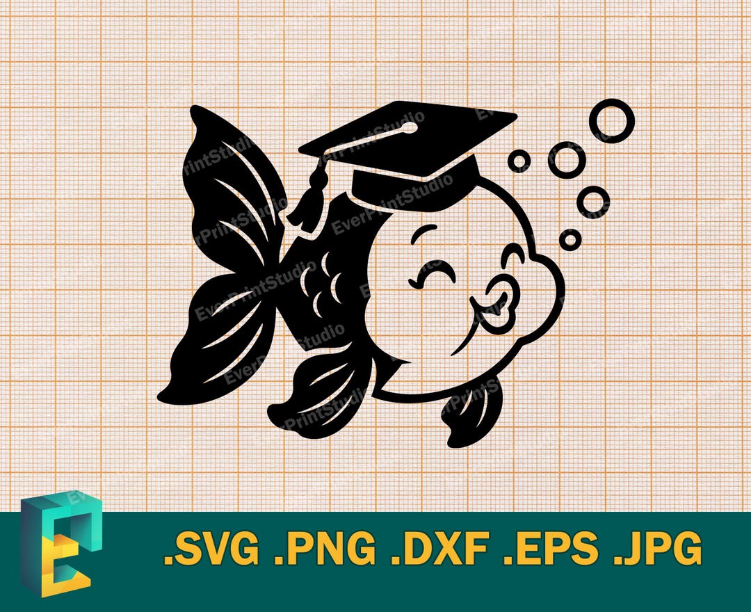 Fish Graduate SVG | Big Fish Graduation Cap SVG. Student Graduate 2025 ...