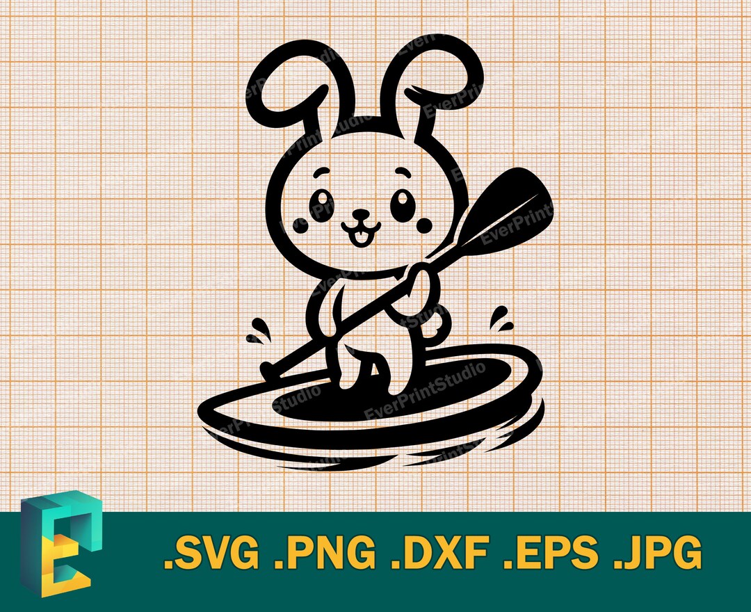 Sup SVG Cricut, Silhouette Vector Bunny Paddling SVG Cut File. Bunny ...