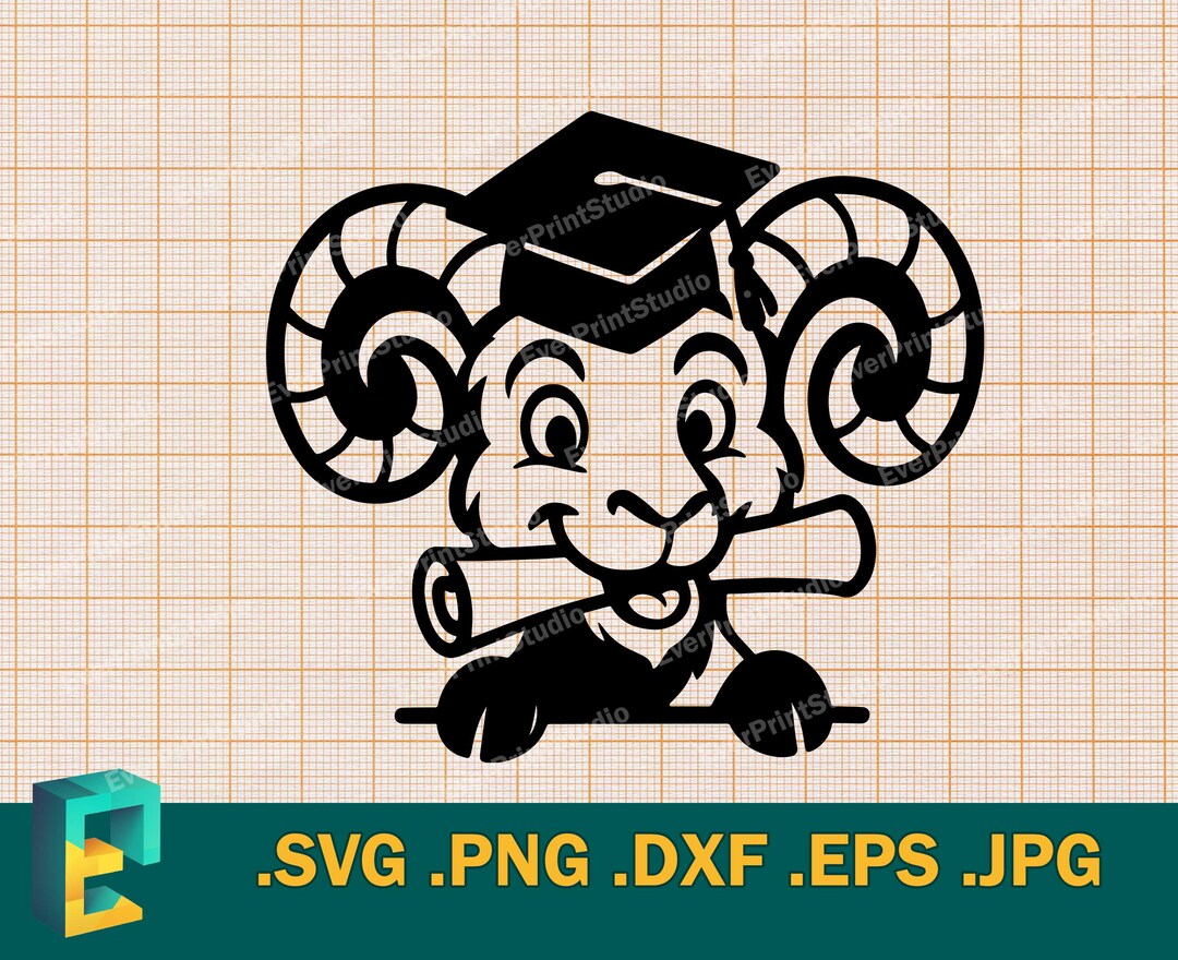 Ram Graduation SVG | Cute Goat Senior - Graduation Cap SVG. Student ...
