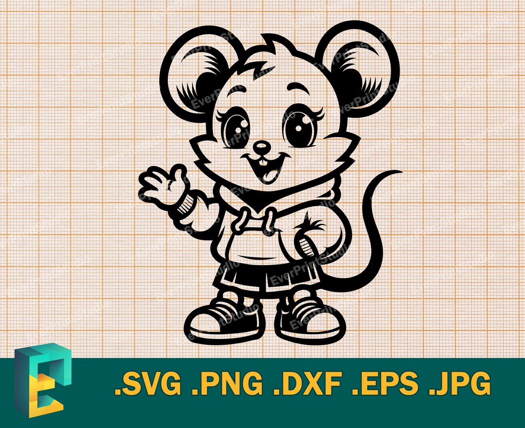 Mouse SVG - Cricut, Silhouette | Cute Urban Mouse Cut File | Download Vector Happy Cute Mouse ...