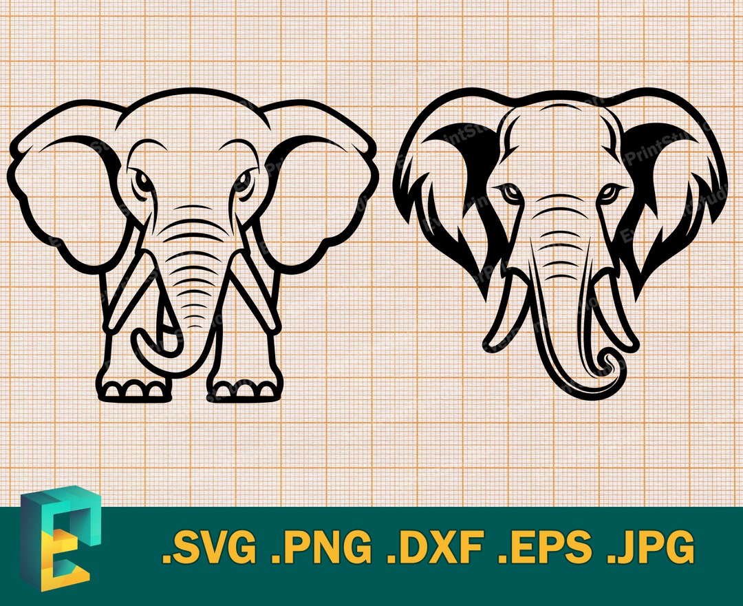 Elephant SVG Cricut, Silhouette Cute Elephant Vector Cut File Download ...