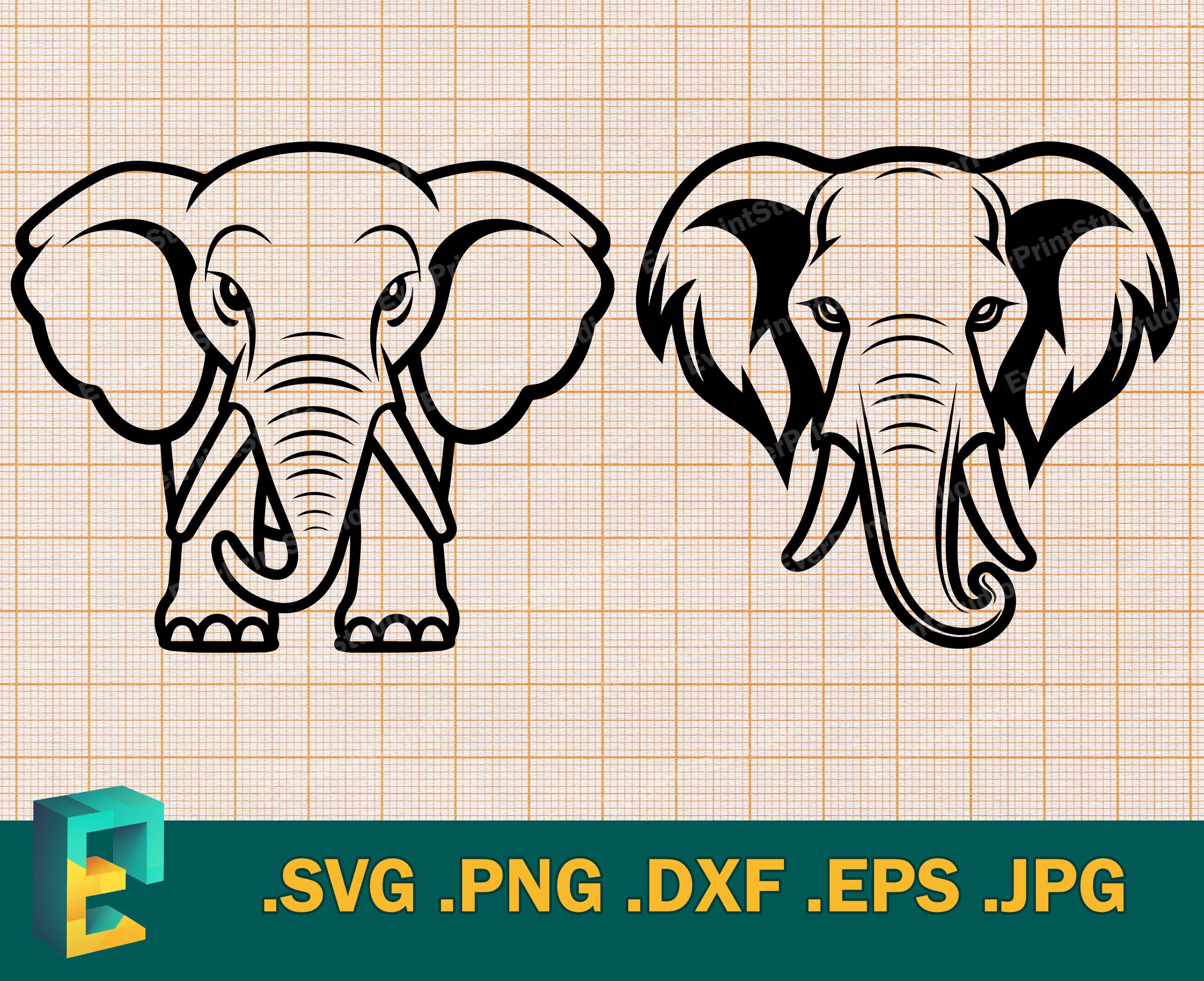Elephant SVG Cricut Silhouette Cute Elephant Vector Cut - Etsy