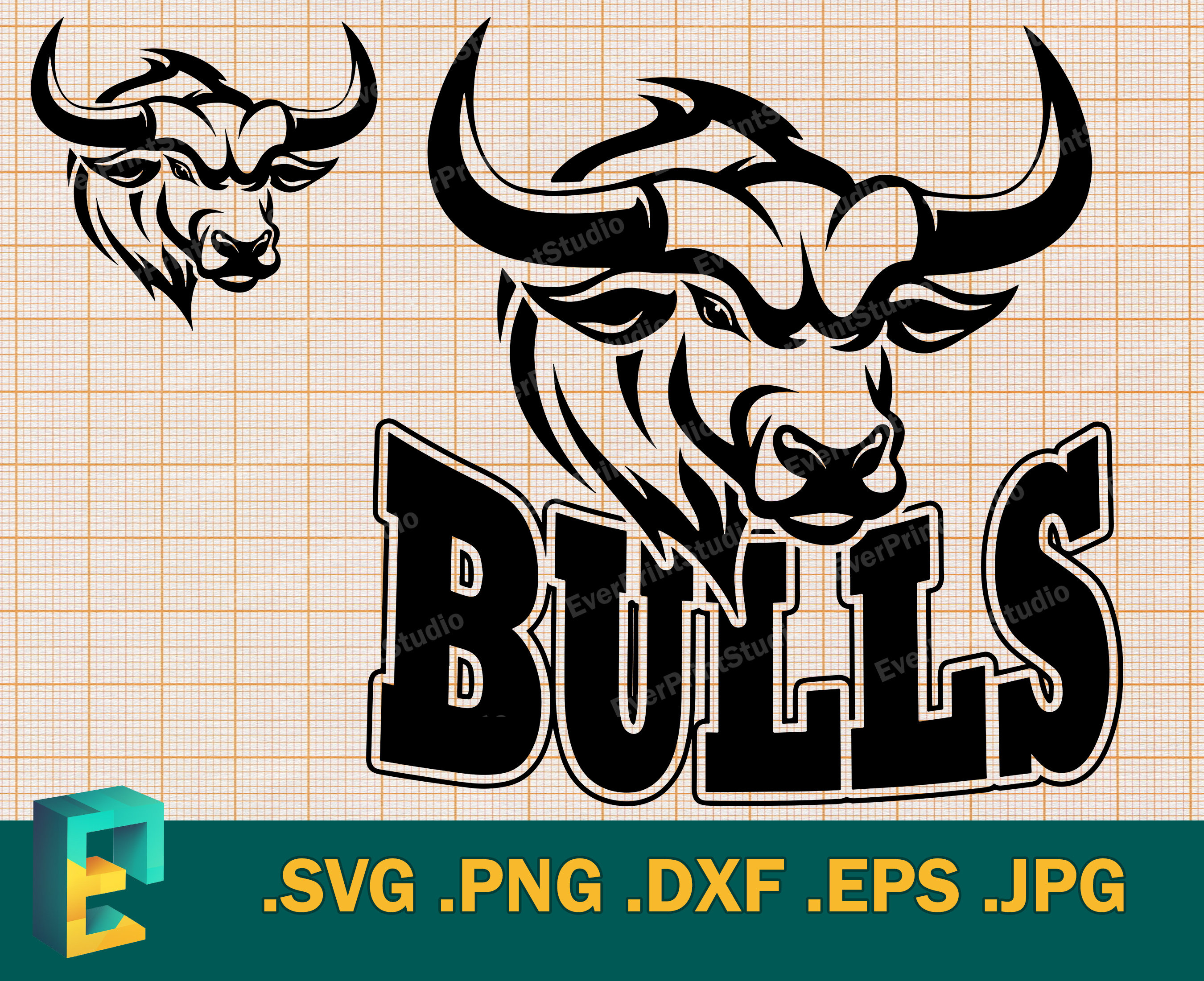 Bulls SVG - Cricut, Silhouette | Football Team Logo, Bulls Team T-shirt ...