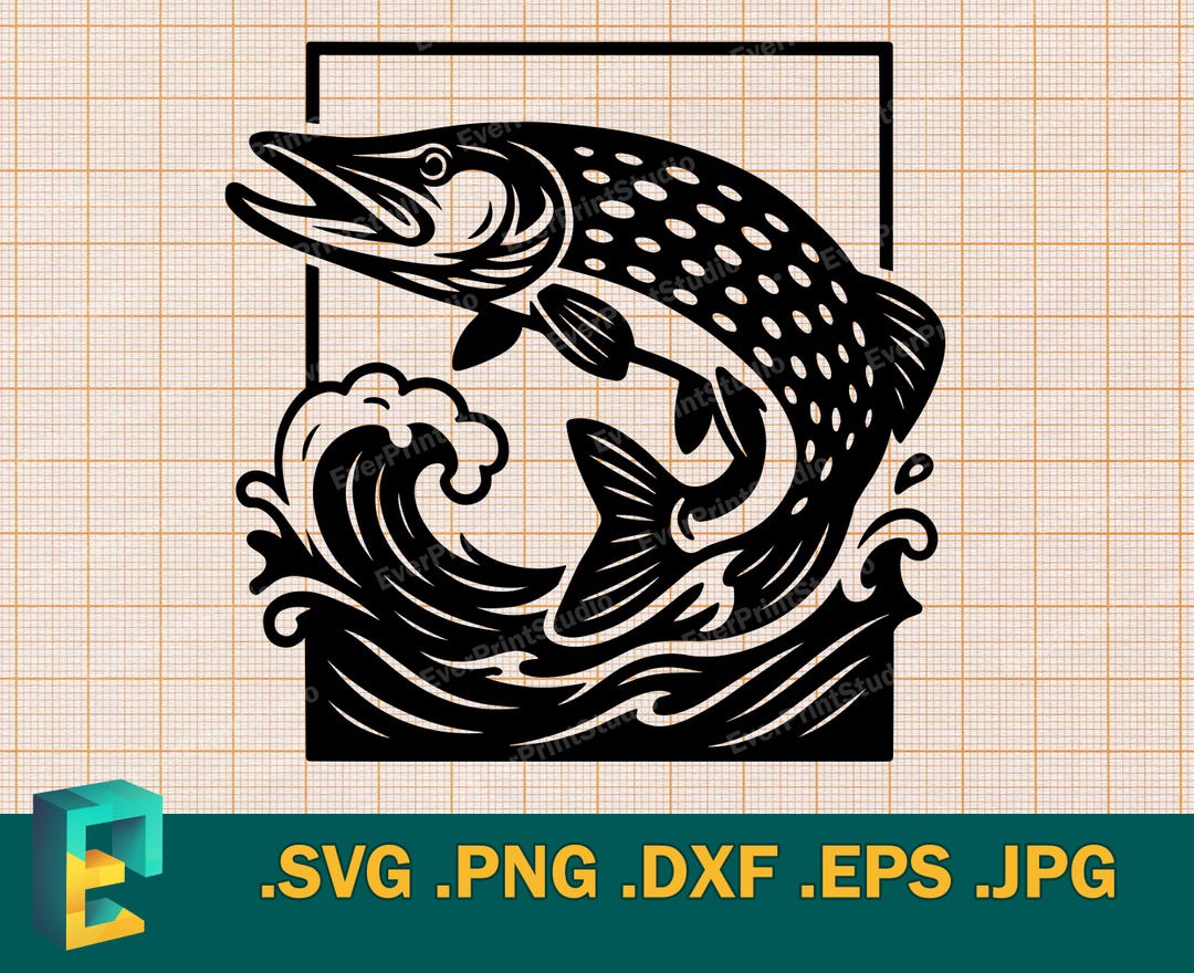 Northern Pike Fish SVG - Cricut, Silhouette | Vector Pike Fish Cut File ...