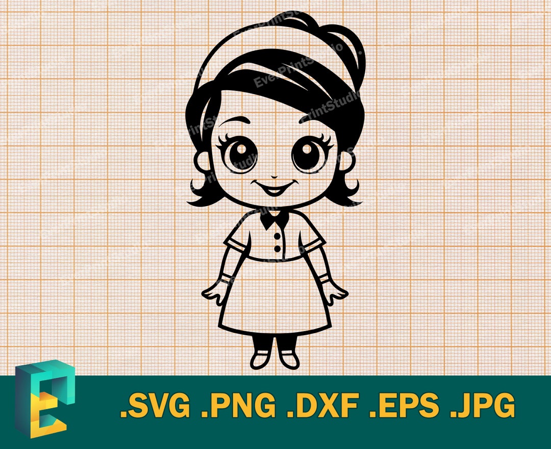 Housemaid SVG - Cricut, Silhouette | Vector Cute Cleaning Woman Cut ...