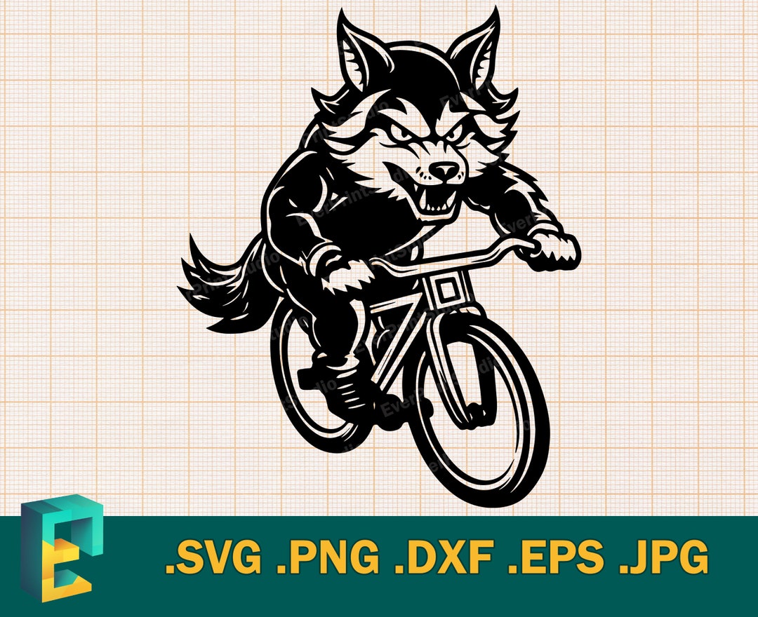 Wolf on a Bicycle SVG - Cricut | Wolf Riding a Bike, Cycle. Cut Files ...
