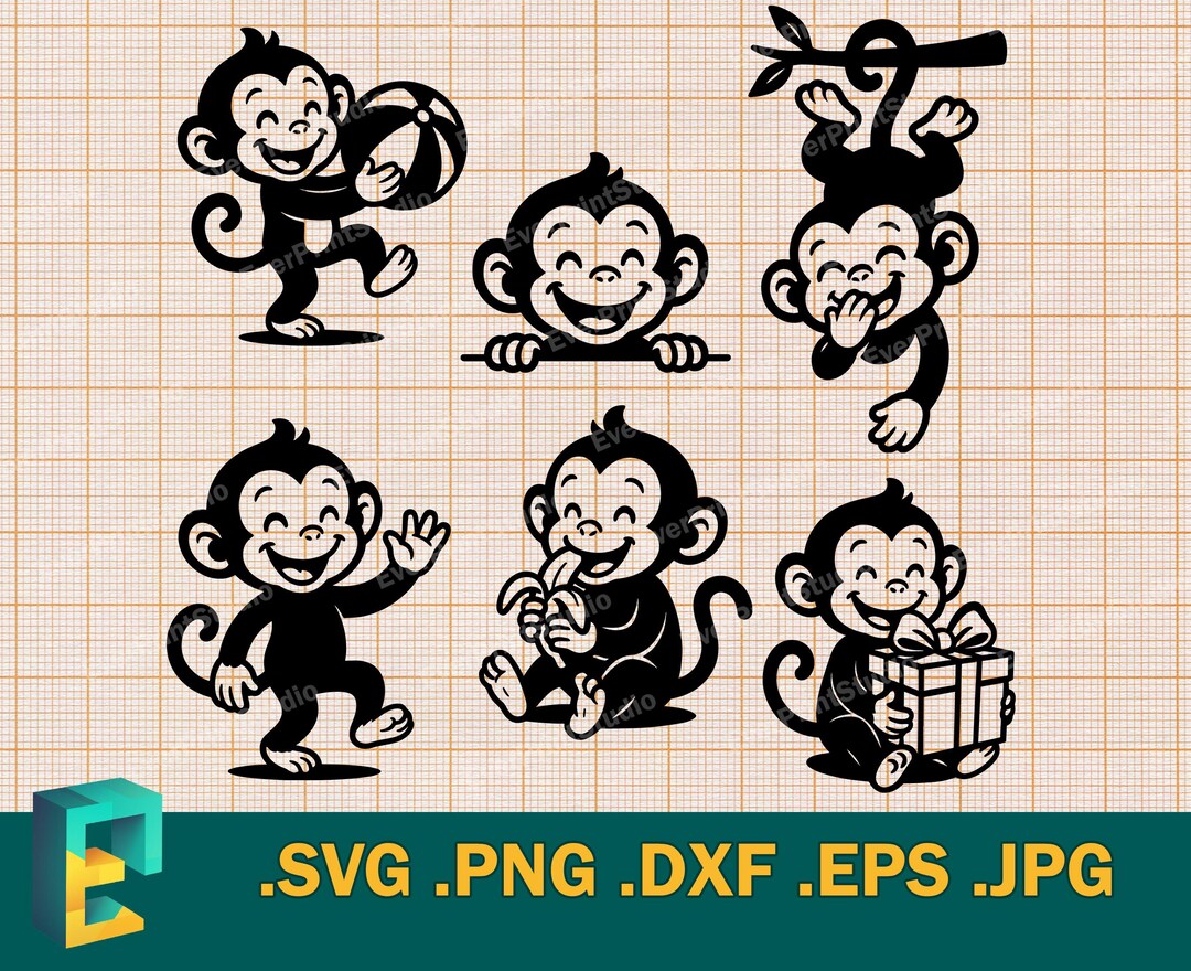 Monkey Baby SVG - Cricut and Silhouette | Vector Baby Monkey Bundle Cut ...