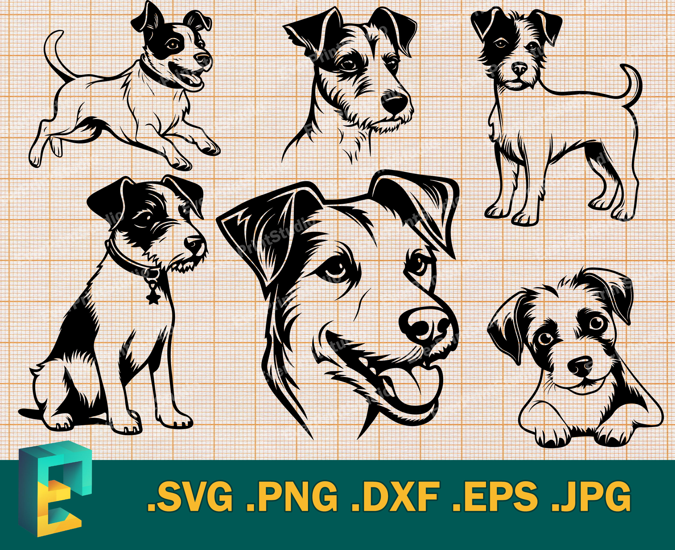 Jack Russell Terrier SVG Cricut Silhouette Vector Dog - Etsy Australia
