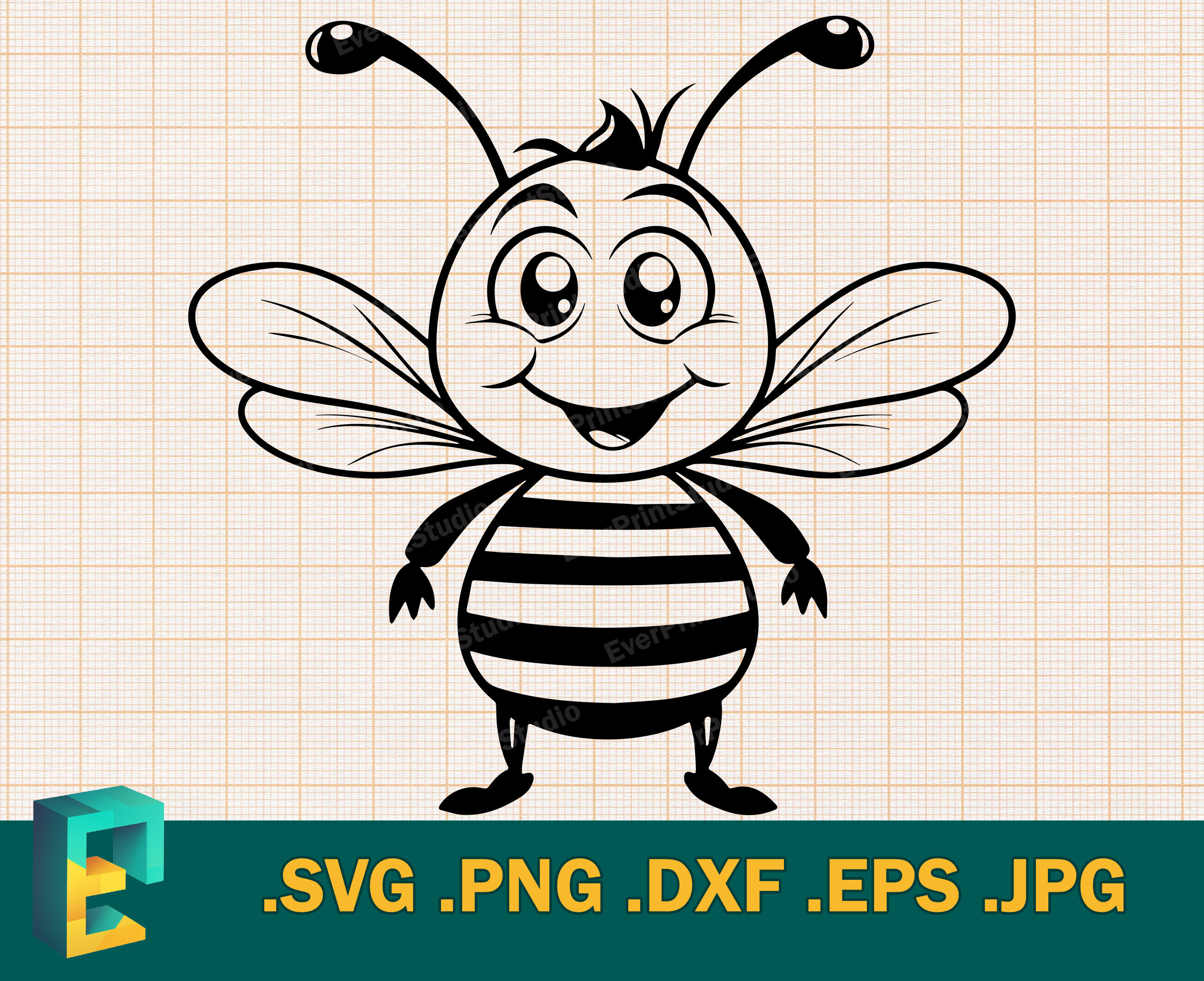 Cute Bumblebee SVG Cricut & Silhouette Happy Bee File for - Etsy