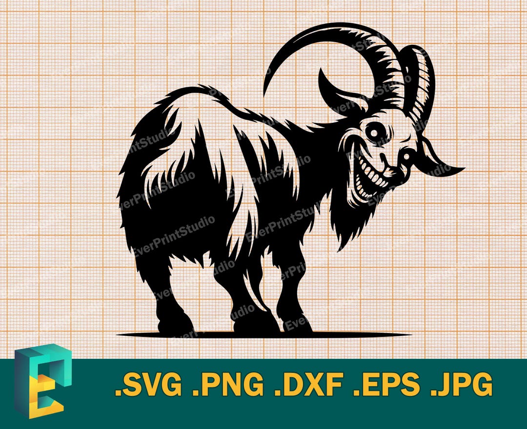Goat From Behind SVG - Cricut, Silhouette | Creepy Angry Goat Vector ...