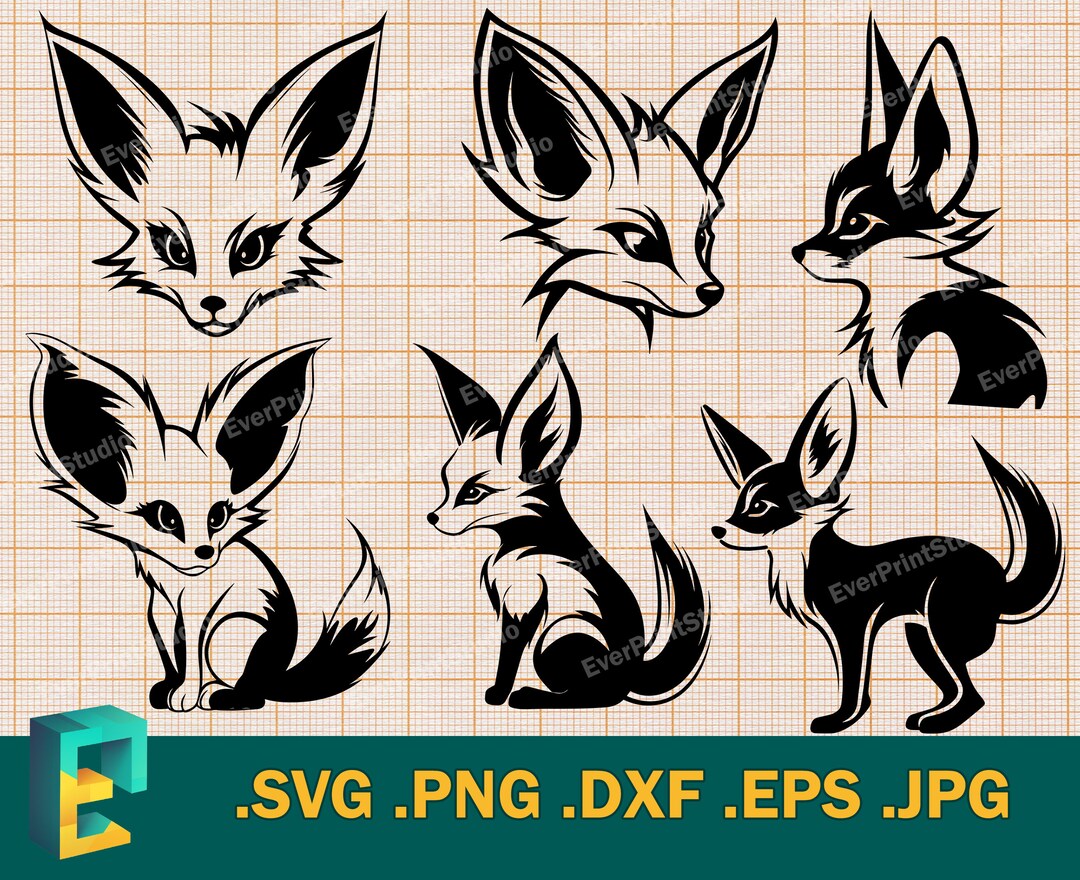 Fox SVG Bundle - Cute Fennec Fox Clipart, Vector Fox Cut Files for ...
