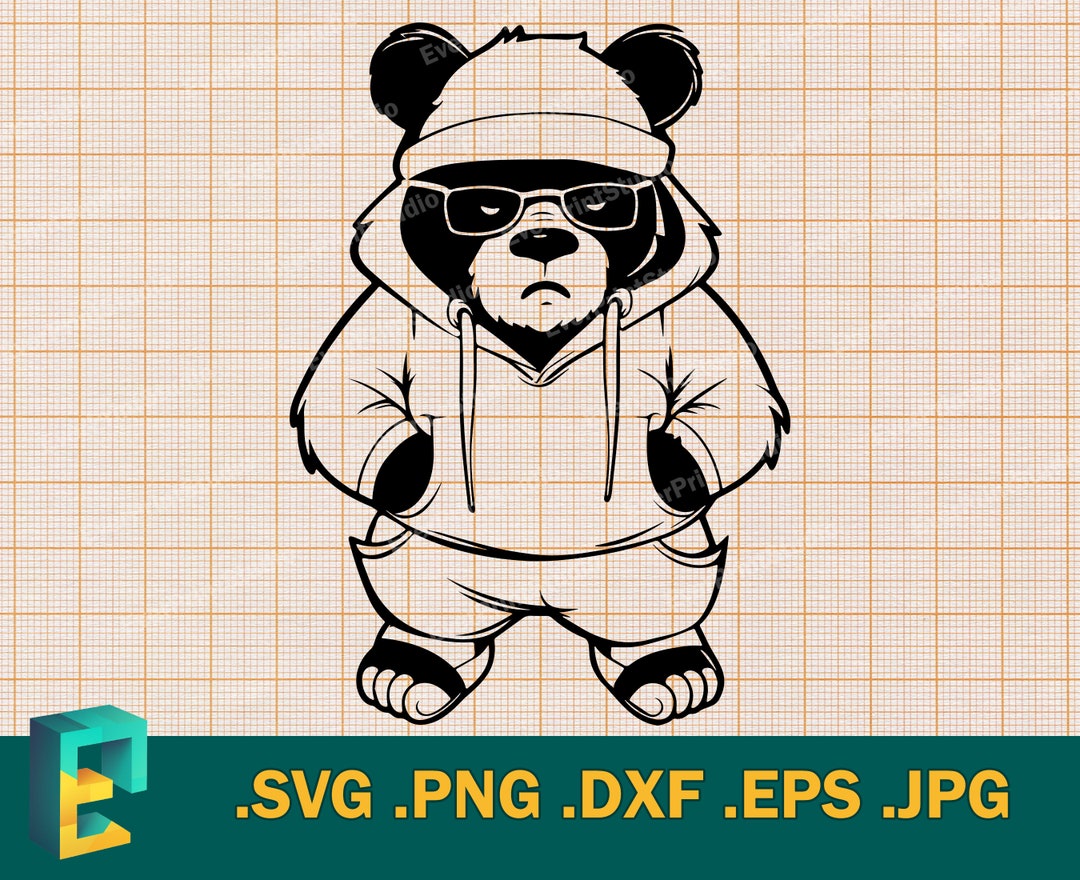 Urban Teddy Bear SVG - Cricut, Silhouette | Vector Bear Wearing Hoodie ...