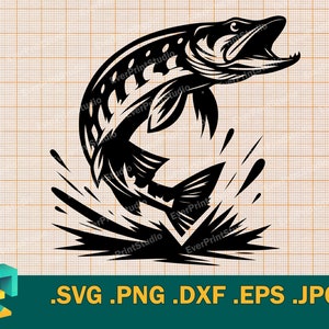 Northern Pike Fish SVG - Cricut, Silhouette | Vector Pike Fish Cut File ...