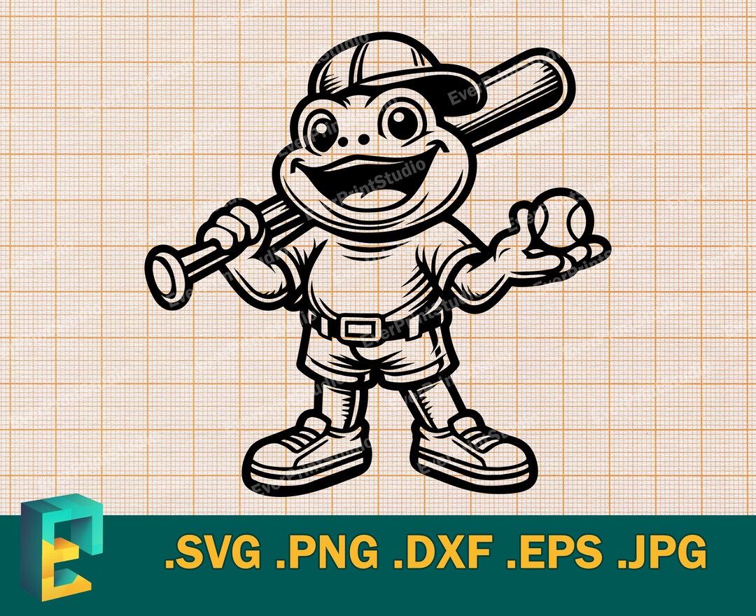 Baseball SVG - Cut File for Cricut, Silhouette | Vector Frog Baseball Player Shirt SVG. Template ...