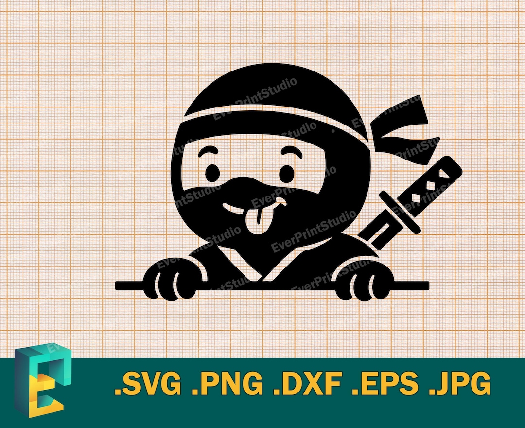 Cute Ninja Baby SVG - Cricut, Silhouette | Vector Peeking Baby Ninja ...