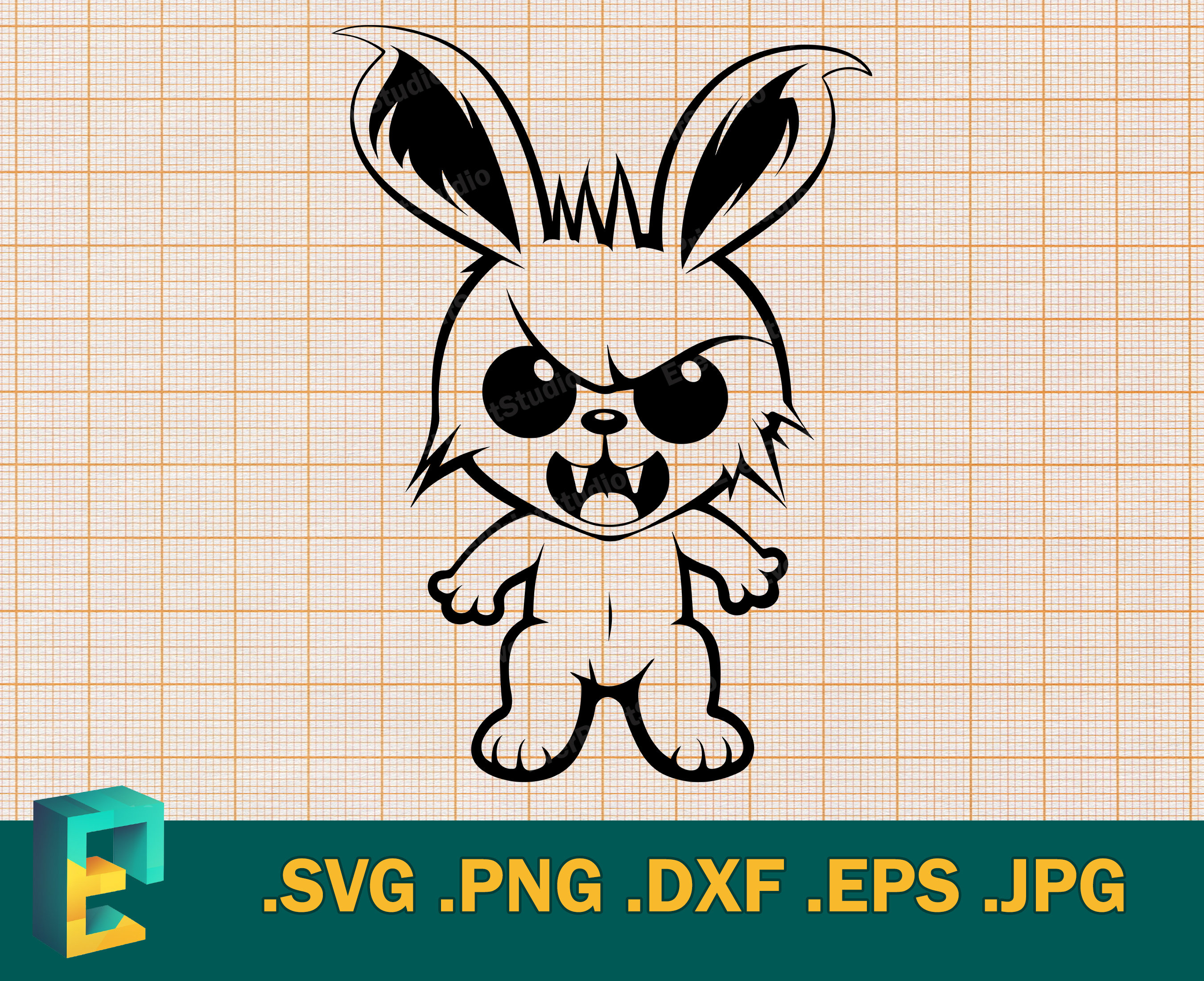 Bad Rabbit SVG Cricut Silhouette Vector Angry Rabbit Cut - Etsy