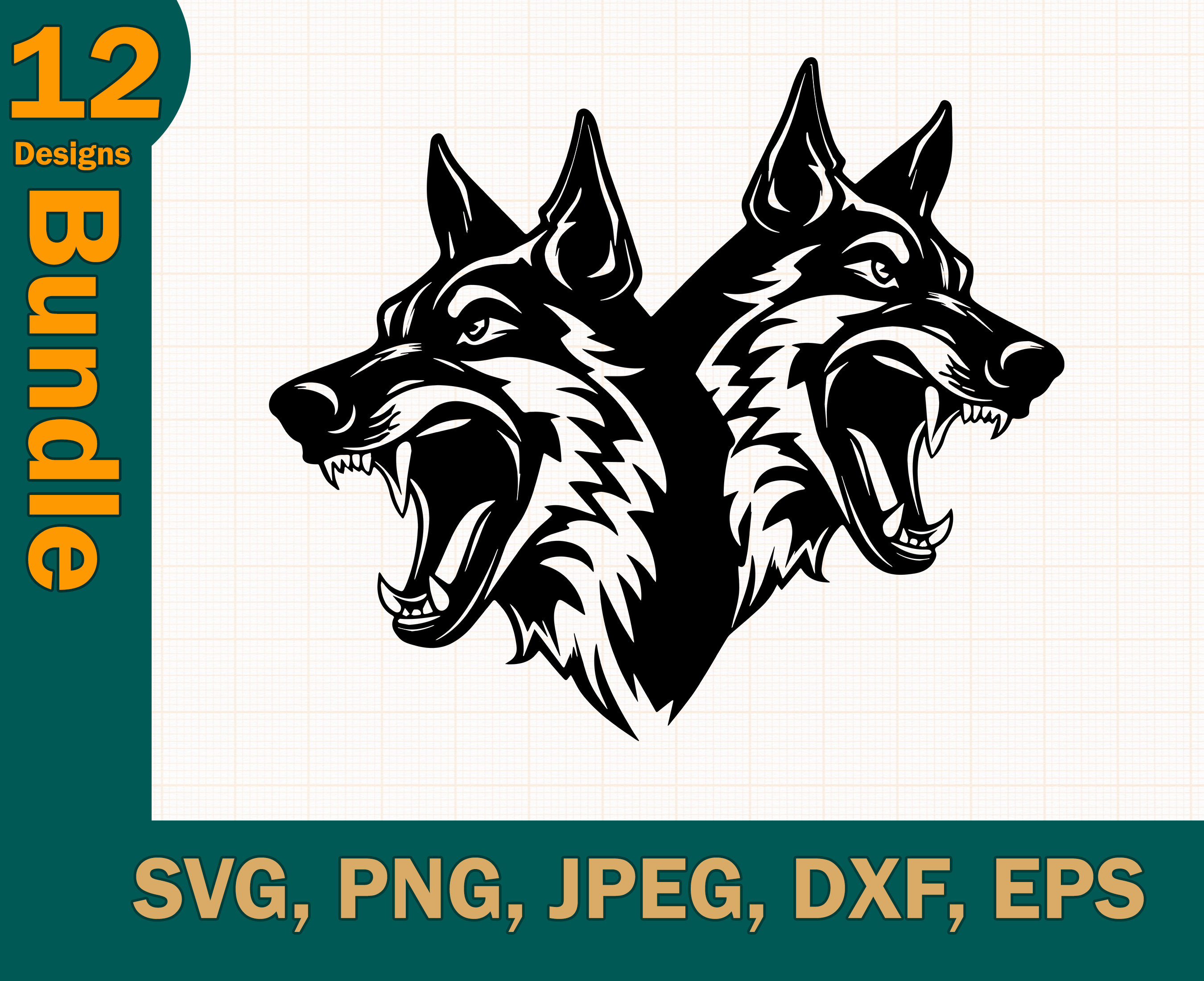 Two German Shepherd Dogs Bundle SVG Cut Files | Two Barking German ...