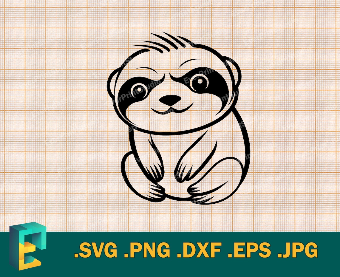 Cute Sloths SVG Cricut and Silhouette Vector Cute Sloth - Etsy