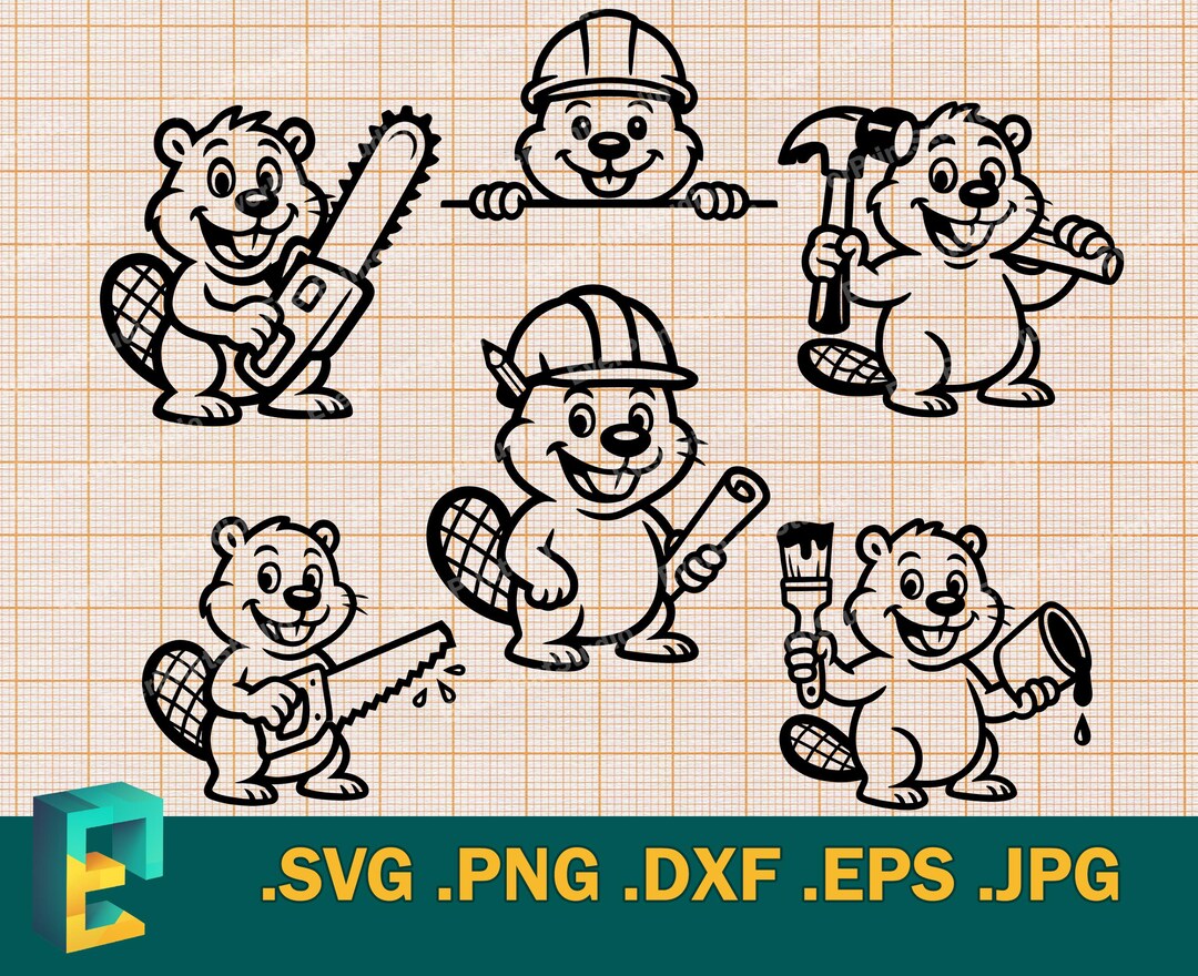 Beaver SVG - Cricut and Silhouette | Vector Beaver Construction Helmet ...