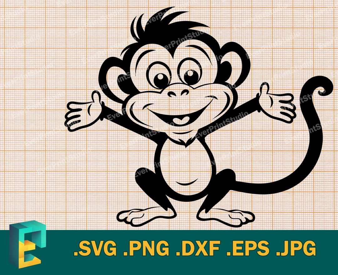 Cute Monkey SVG - Cricut and Silhouette | Vector Monkey Cut File for ...
