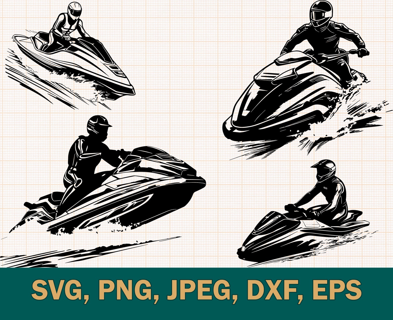Jet Ski Bundle Svg, Jet-ski Clipart | Speed Boats, Wave Runner Png, Svg ...