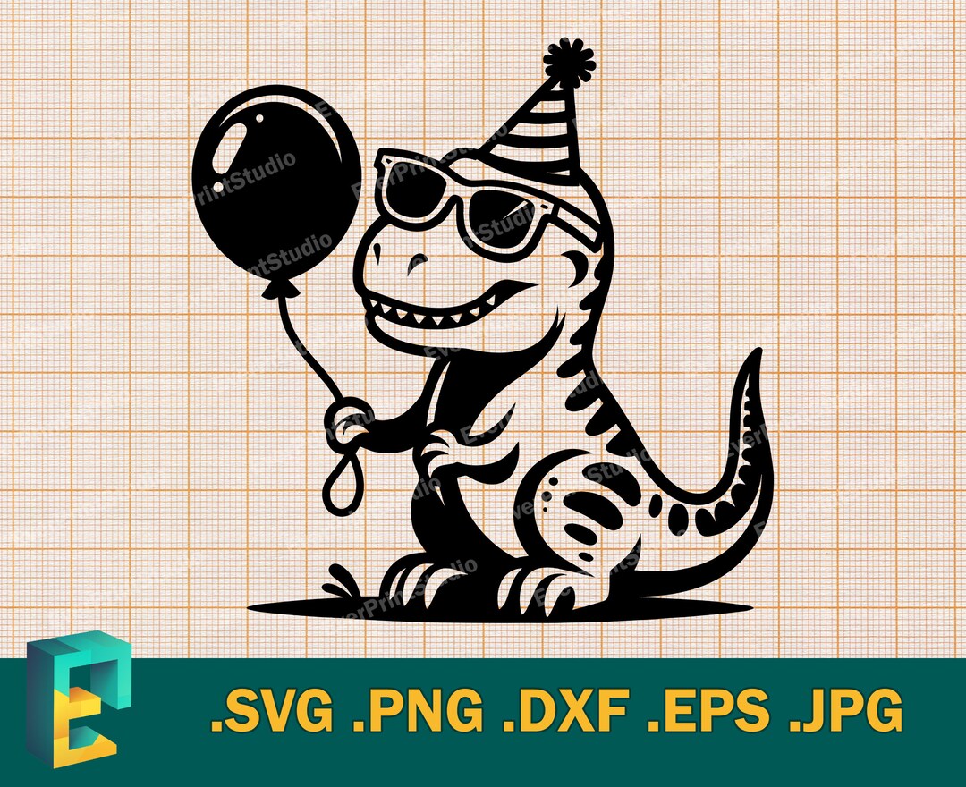 T-rex Birthday Svg - Cricut, Silhouette | Vector Dinosaur Birthday Boy ...