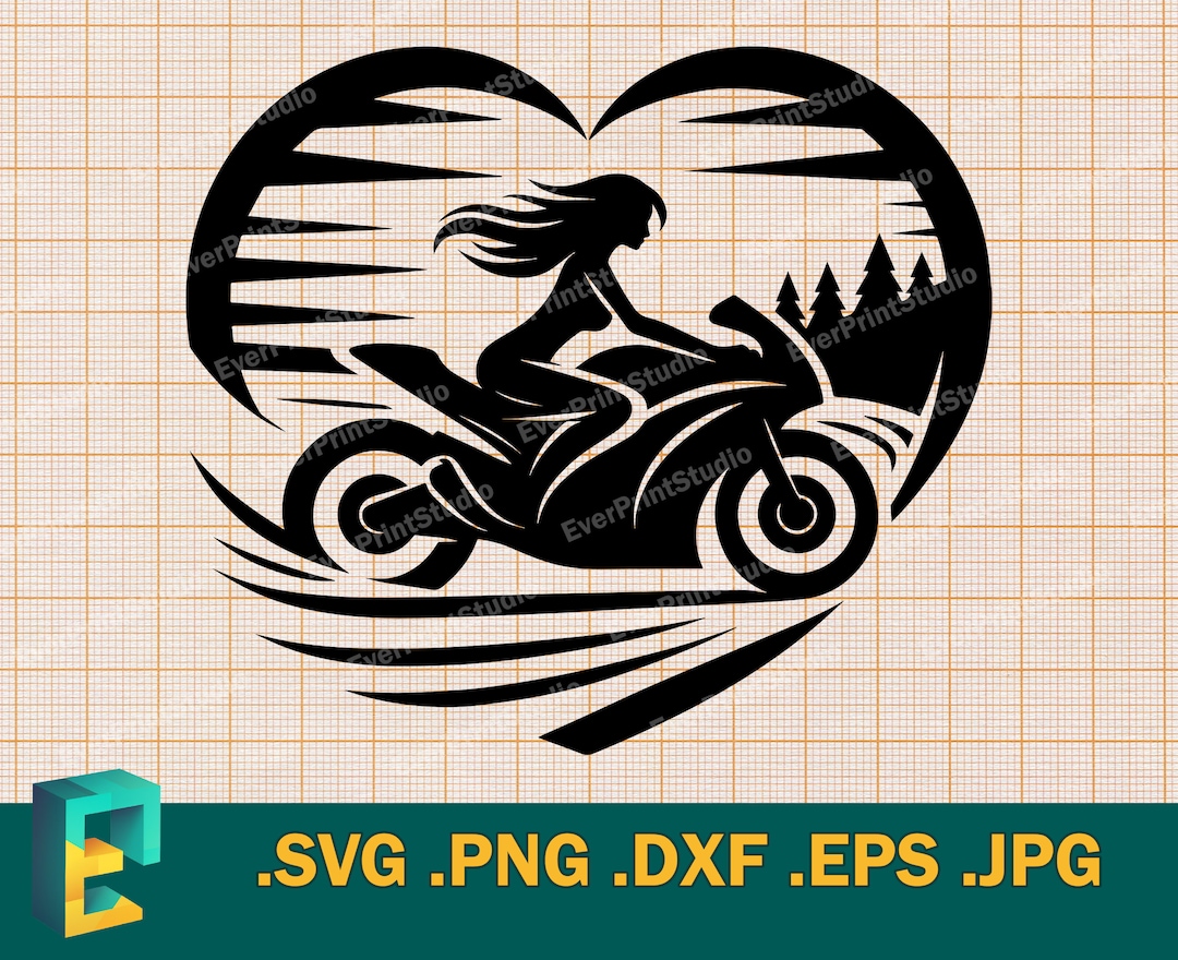 Girl Biker SVG - Cricut, Silhouette | Vector Woman Biker Svg Cut File ...