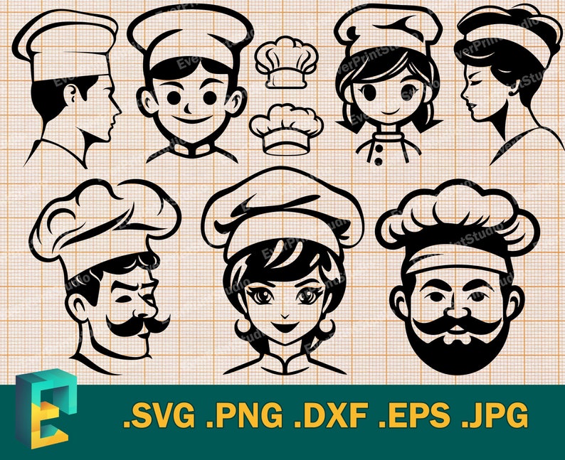 Chef Svg Bundle - Cricut, Silhouette | Vector Design Chef Hat Svg, Baby ...