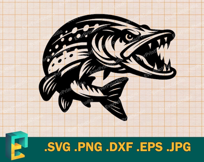 Pike Svg,pike Clipart,pike Dxf,pike Shirt,pike Fish Svg,pike Fish Shirt ...